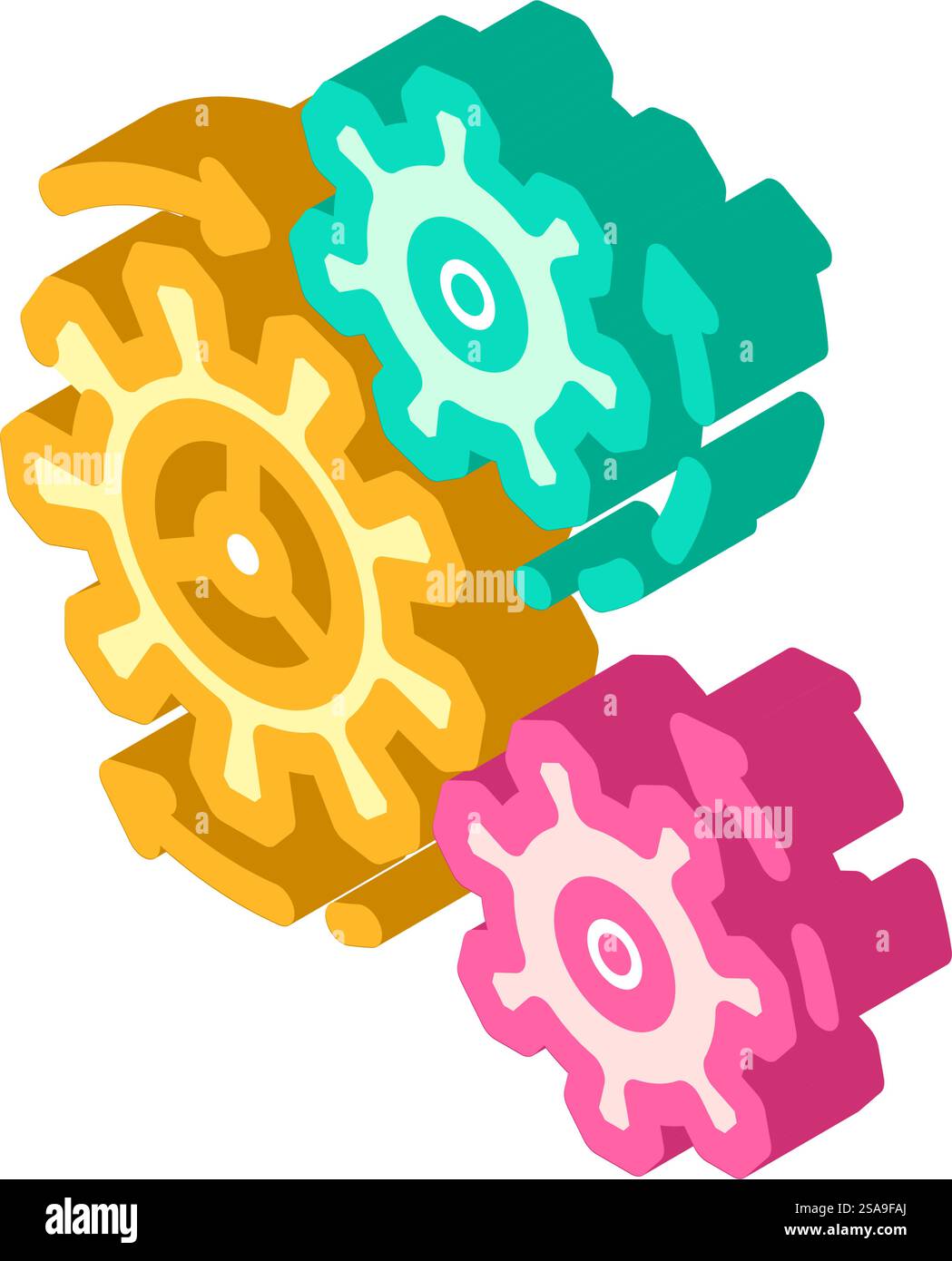 moving gears progress isometric icon vector. moving gears progress sign ...