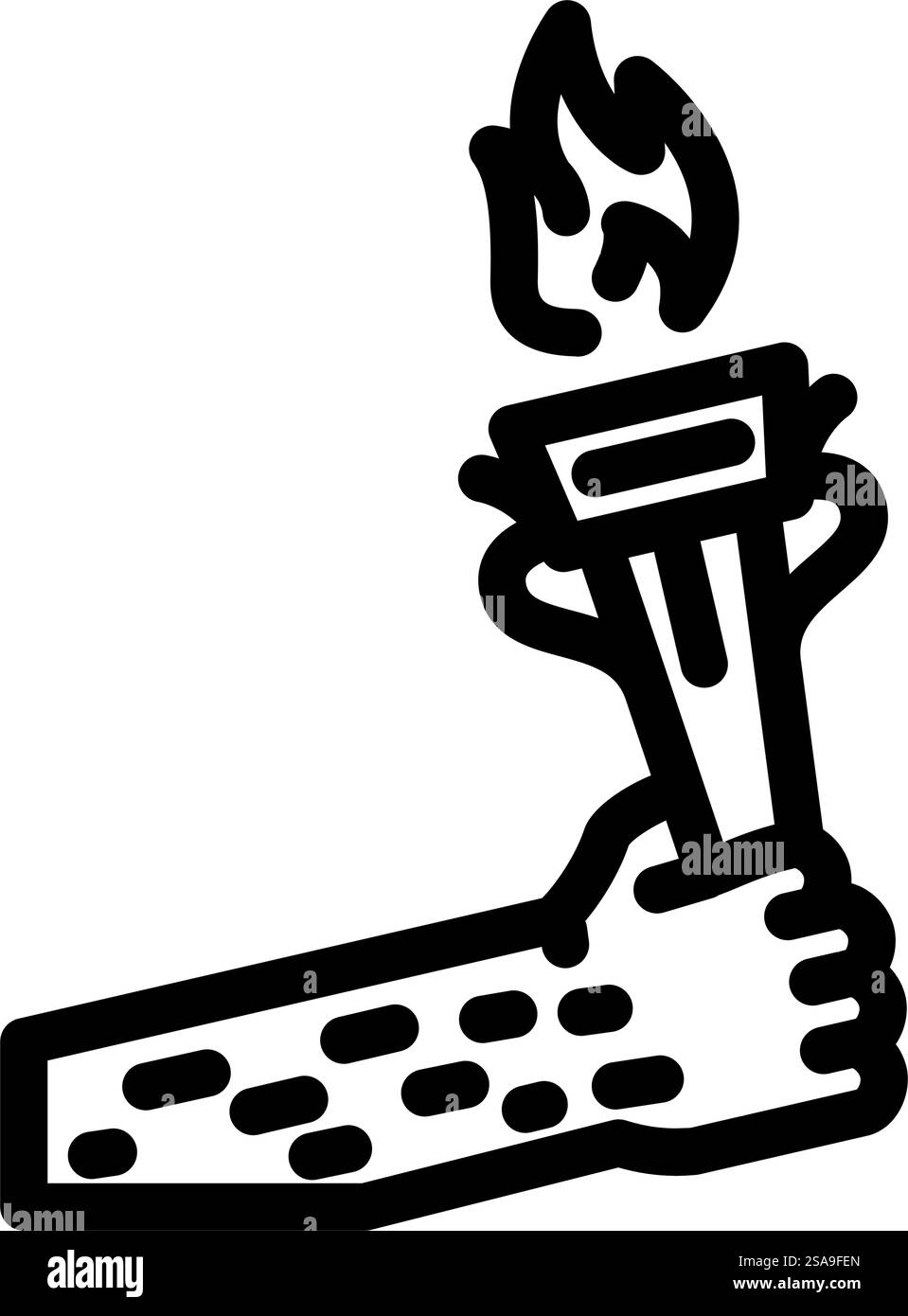 hand holding torch progress line icon vector. hand holding torch ...