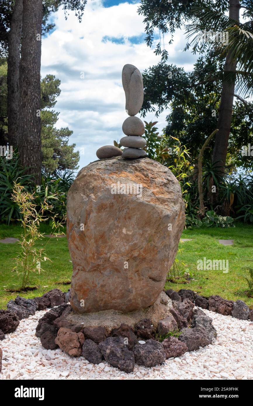 Details from stones and rocks arrangements in a botanical garden. Fresh ...
