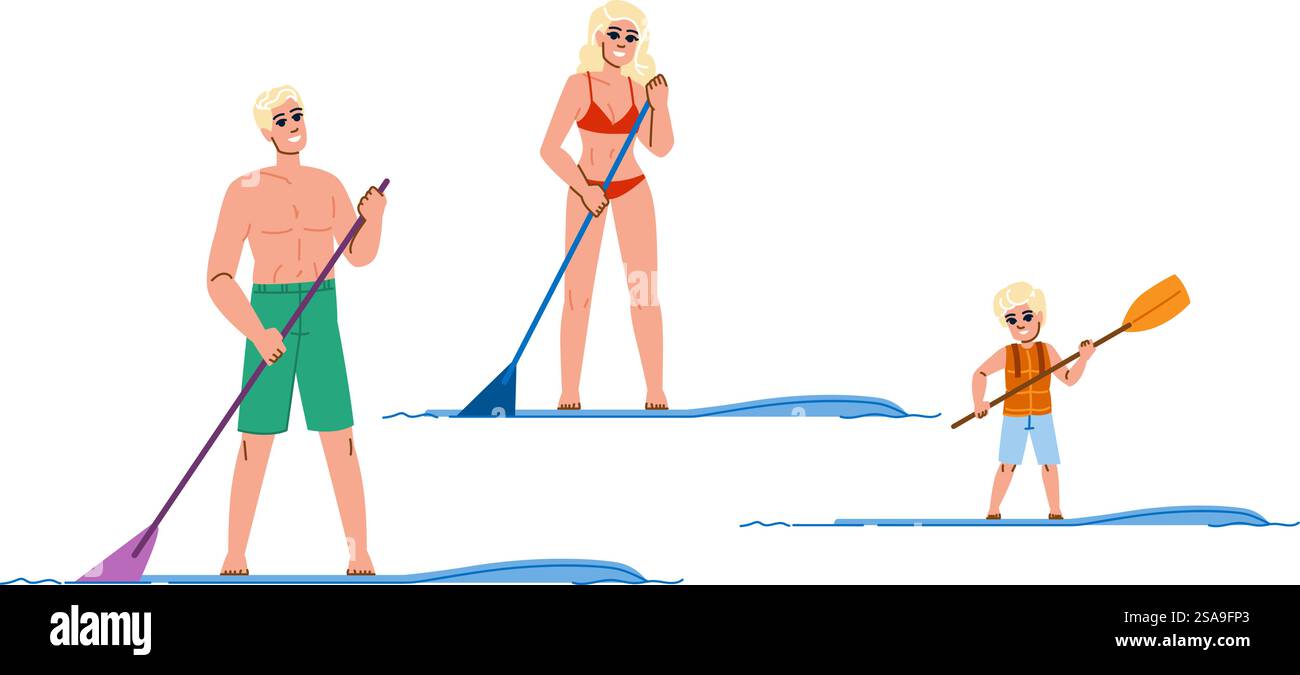board paddleboarding vector. sup paddleboard, stand up, summer sunset board paddleboarding ...