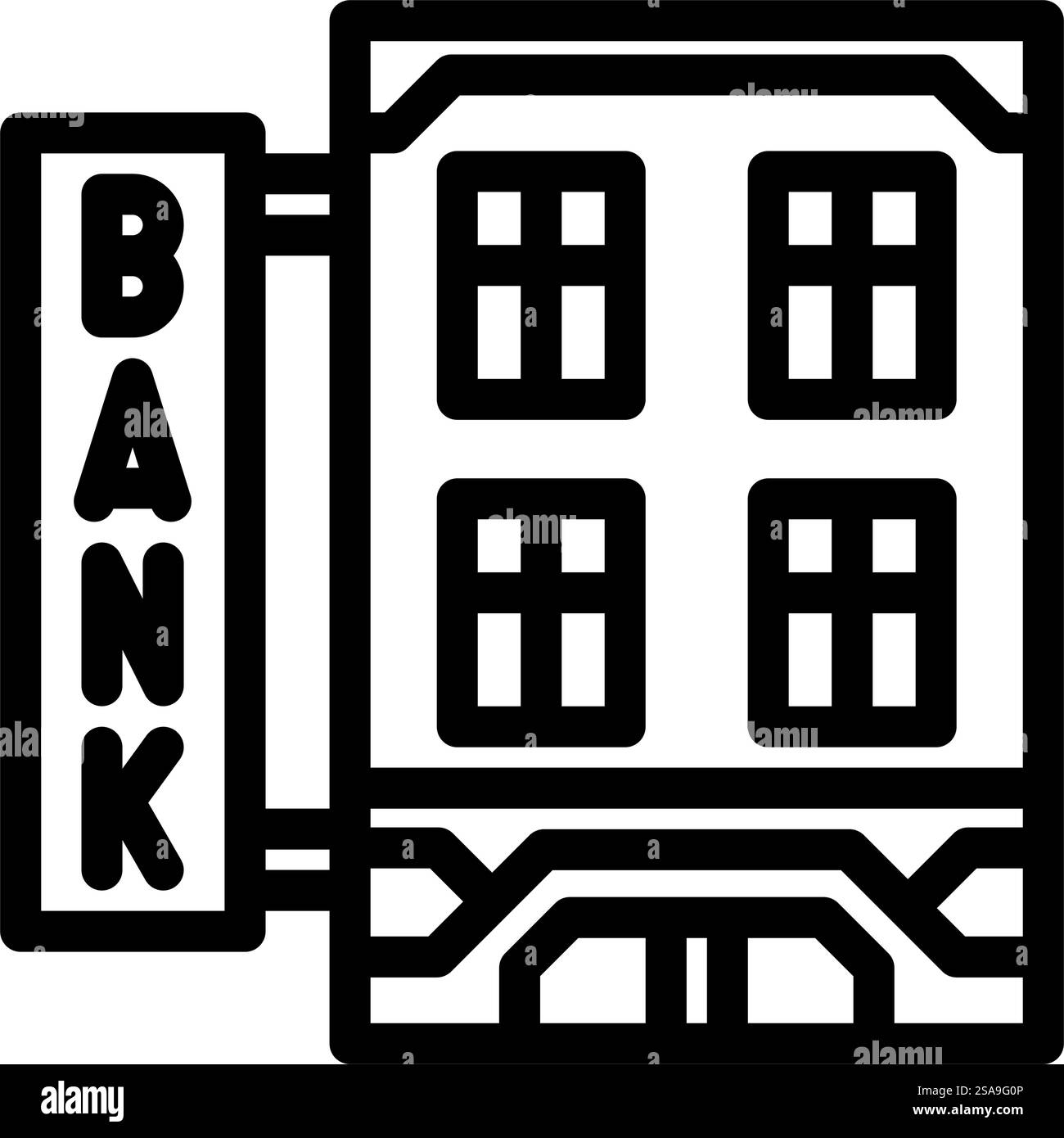 financial bank building line icon vector. financial bank building sign ...