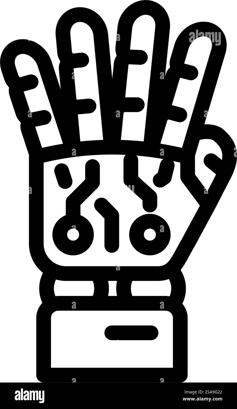 palm robot hand gesture line icon vector. palm robot hand gesture sign. isolated contour symbol ...