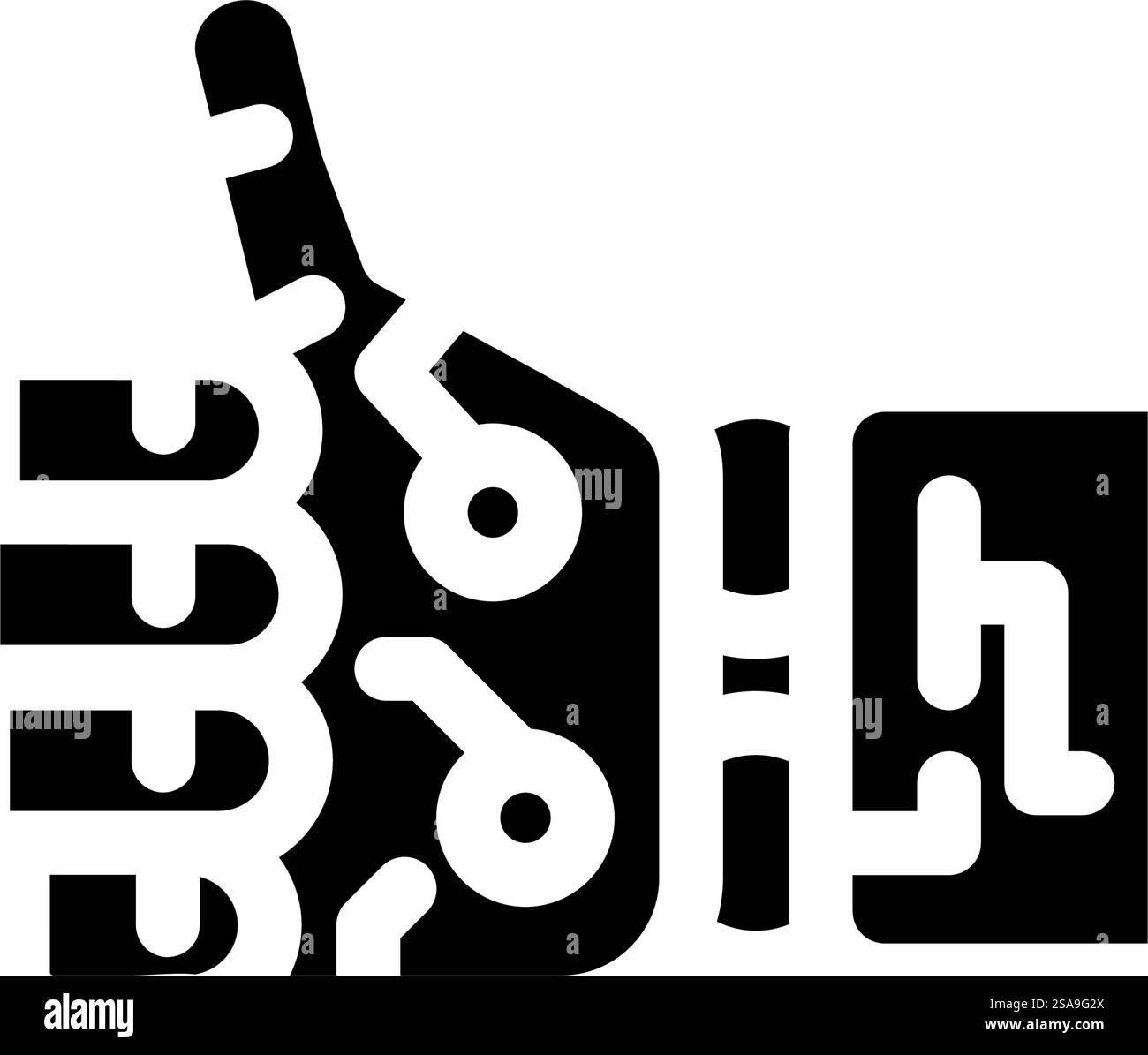 thumb up robot hand gesture glyph icon vector. thumb up robot hand ...