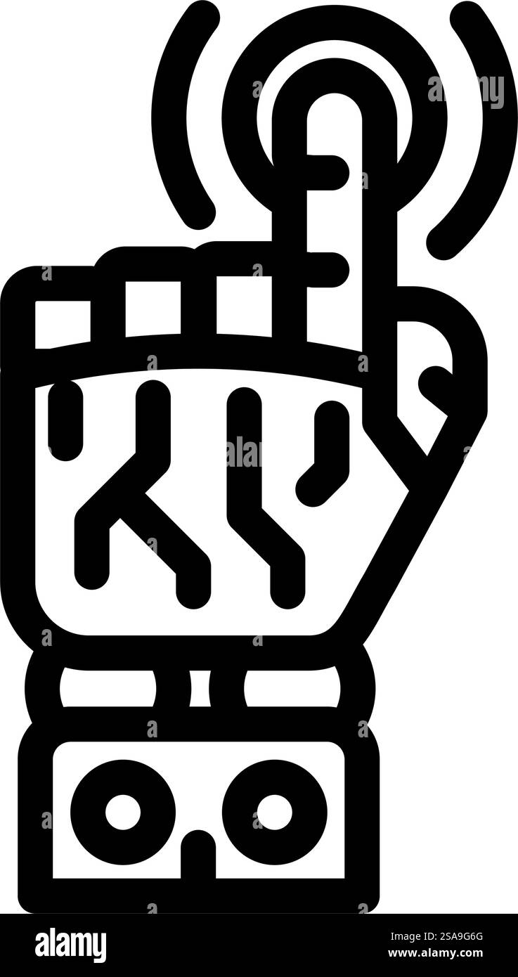pointer robot hand gesture line icon vector. pointer robot hand gesture ...