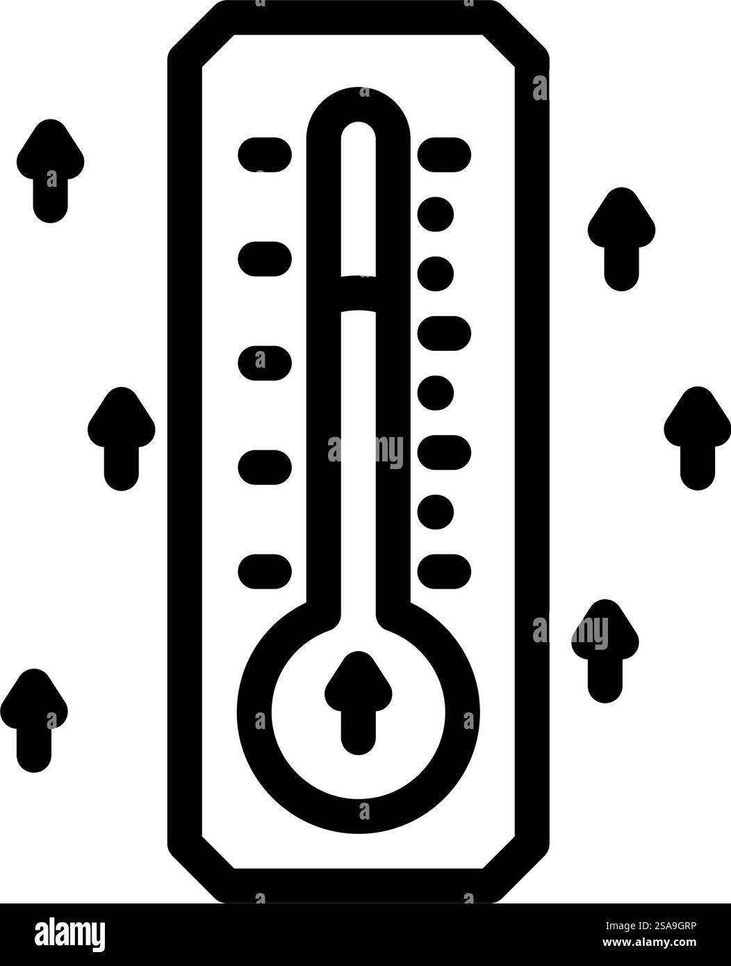 rising temperature gauge progress line icon vector. rising temperature ...