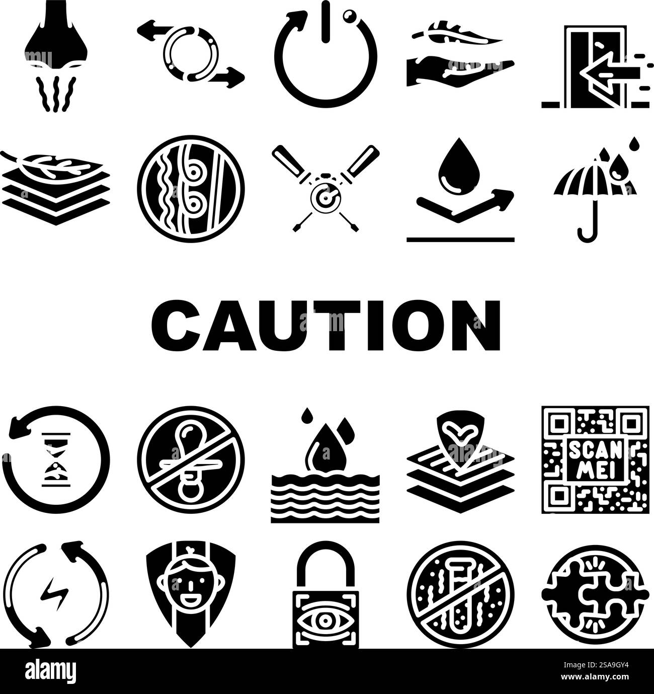 product caution label warning icons set vector. odor control ...
