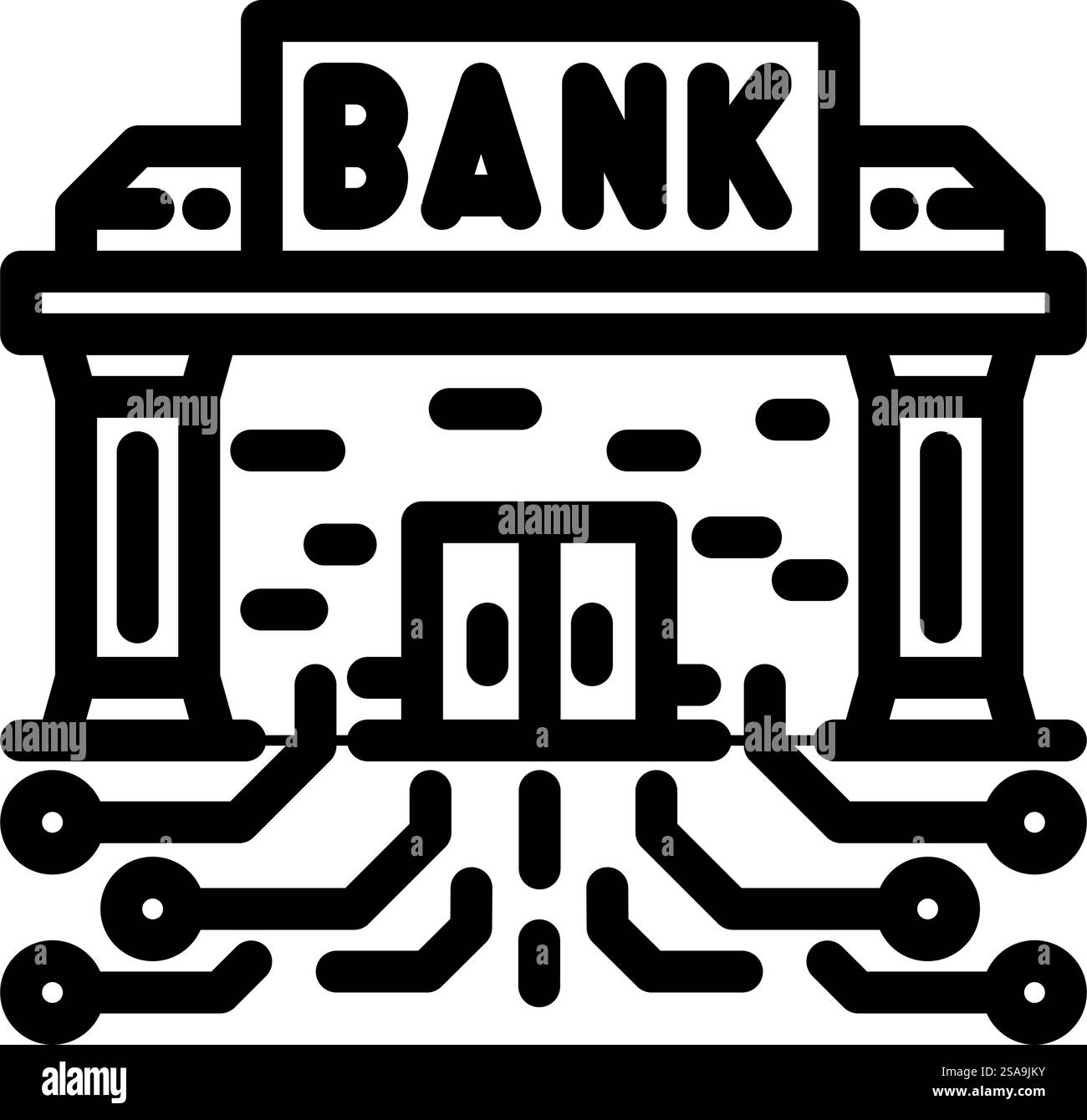 currency bank building line icon vector. currency bank building sign ...