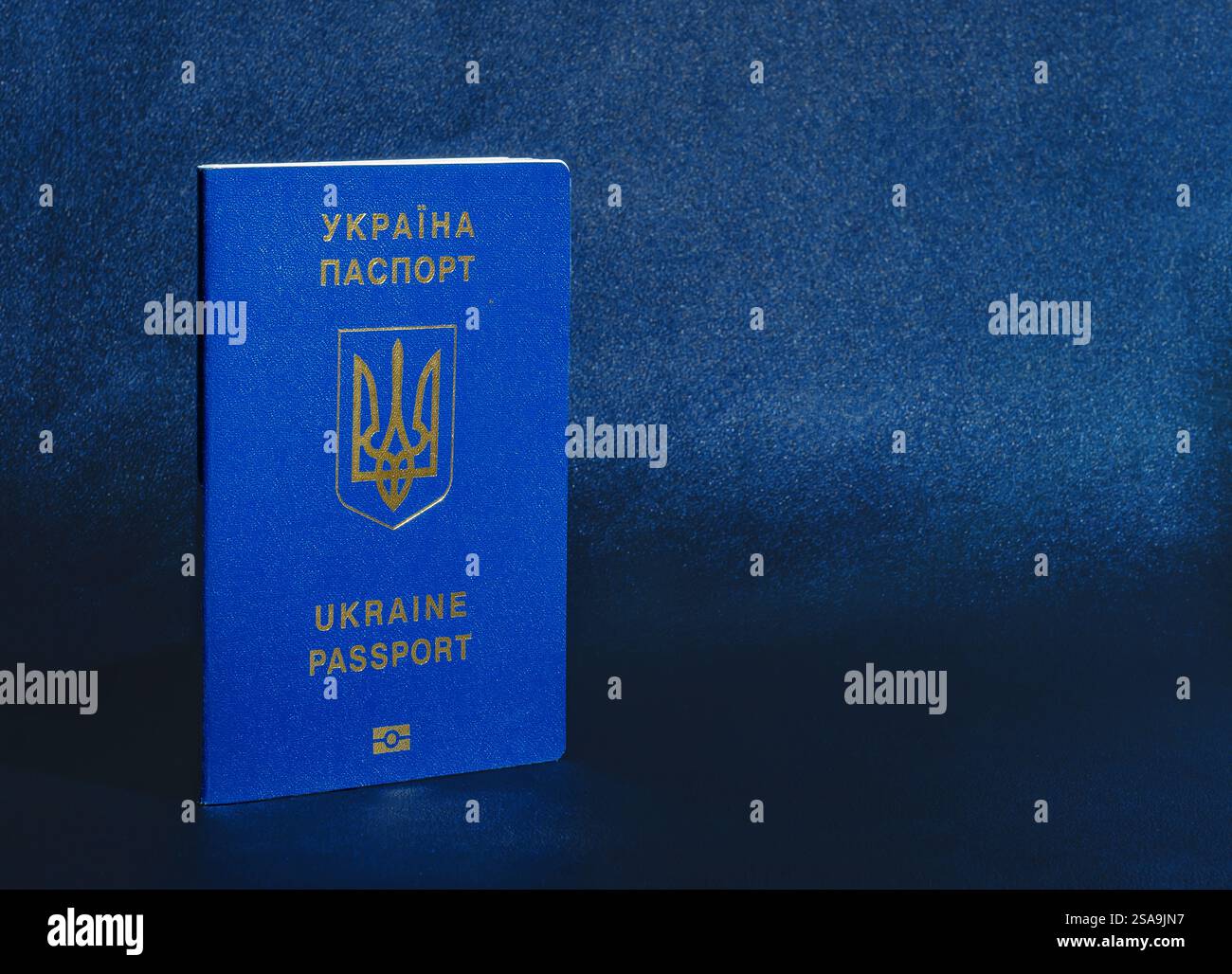 Ukrainian passport on dark blue background. Passport of a citizen of ...