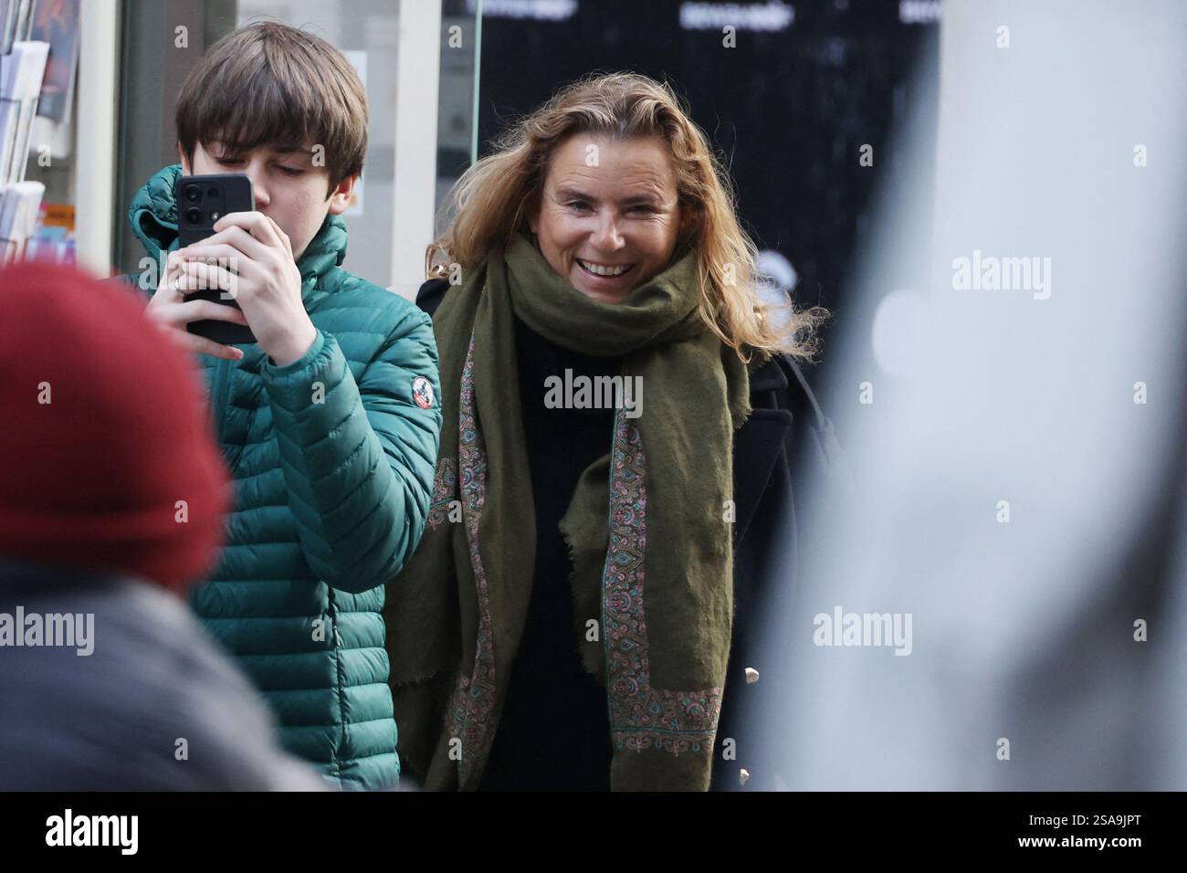 Lisa Azuelos arriving at the funeral ceremony of French director ...