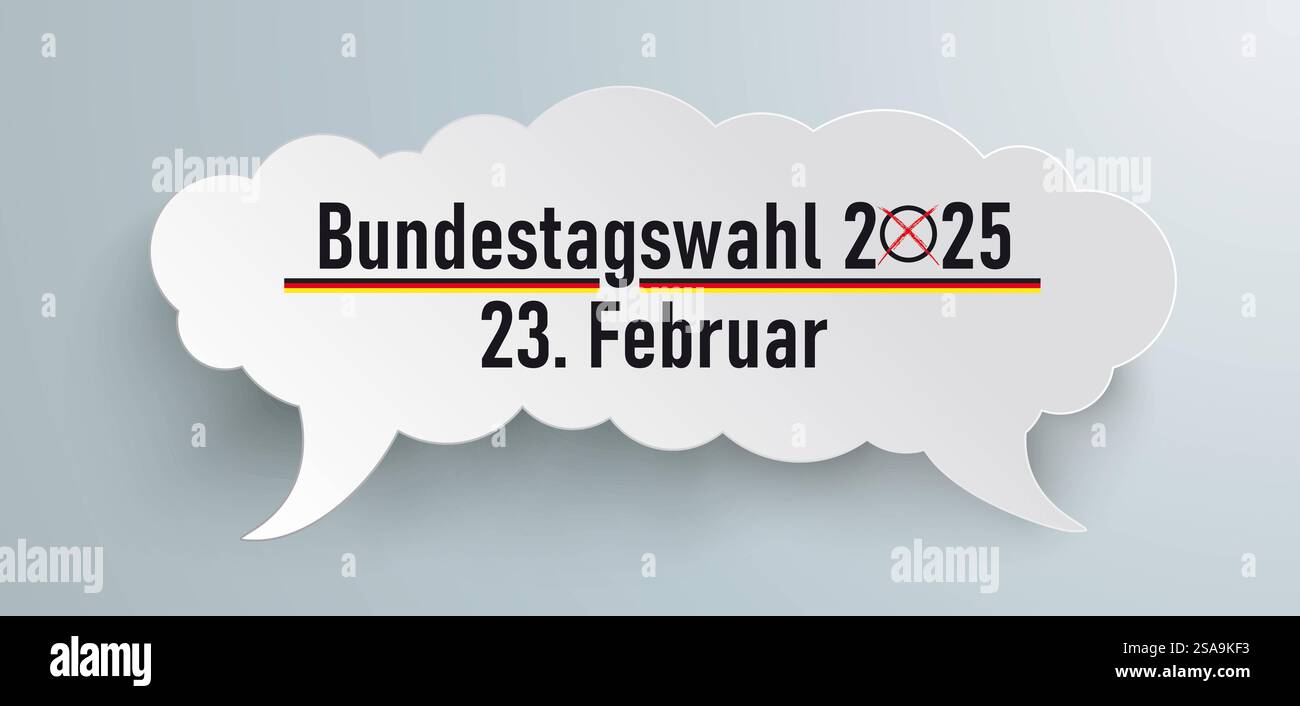 Paper Cloud Speech Bubble Bundestagswahl 2025 German Text ...