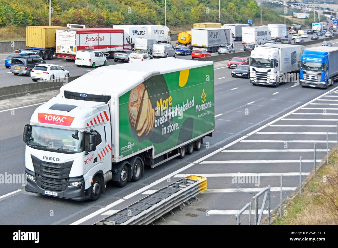 HGV commercial business vehicles dominate rural landscape busy eight ...
