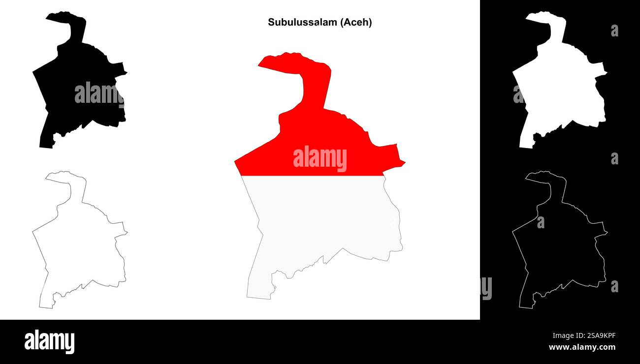 Subulussalam blank outline map set Stock Vector Image & Art - Alamy