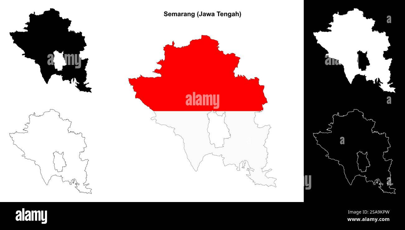 Semarang blank outline map set Stock Vector Image & Art - Alamy