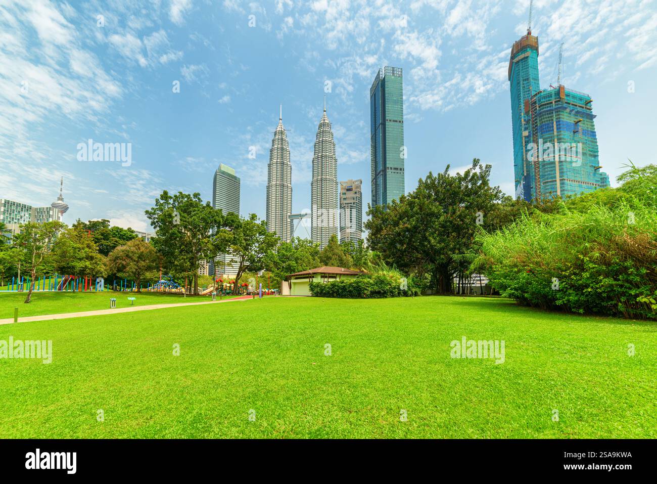 Awesome view of the KLCC Park and Petronas Twin Towers Stock Photo - Alamy