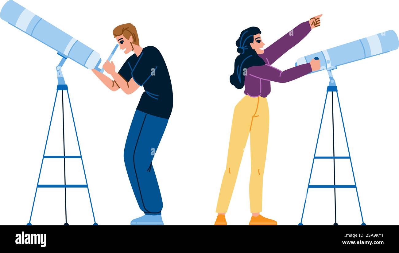 telescope stargazing vector. stargazing night, watching astronomy, star ...