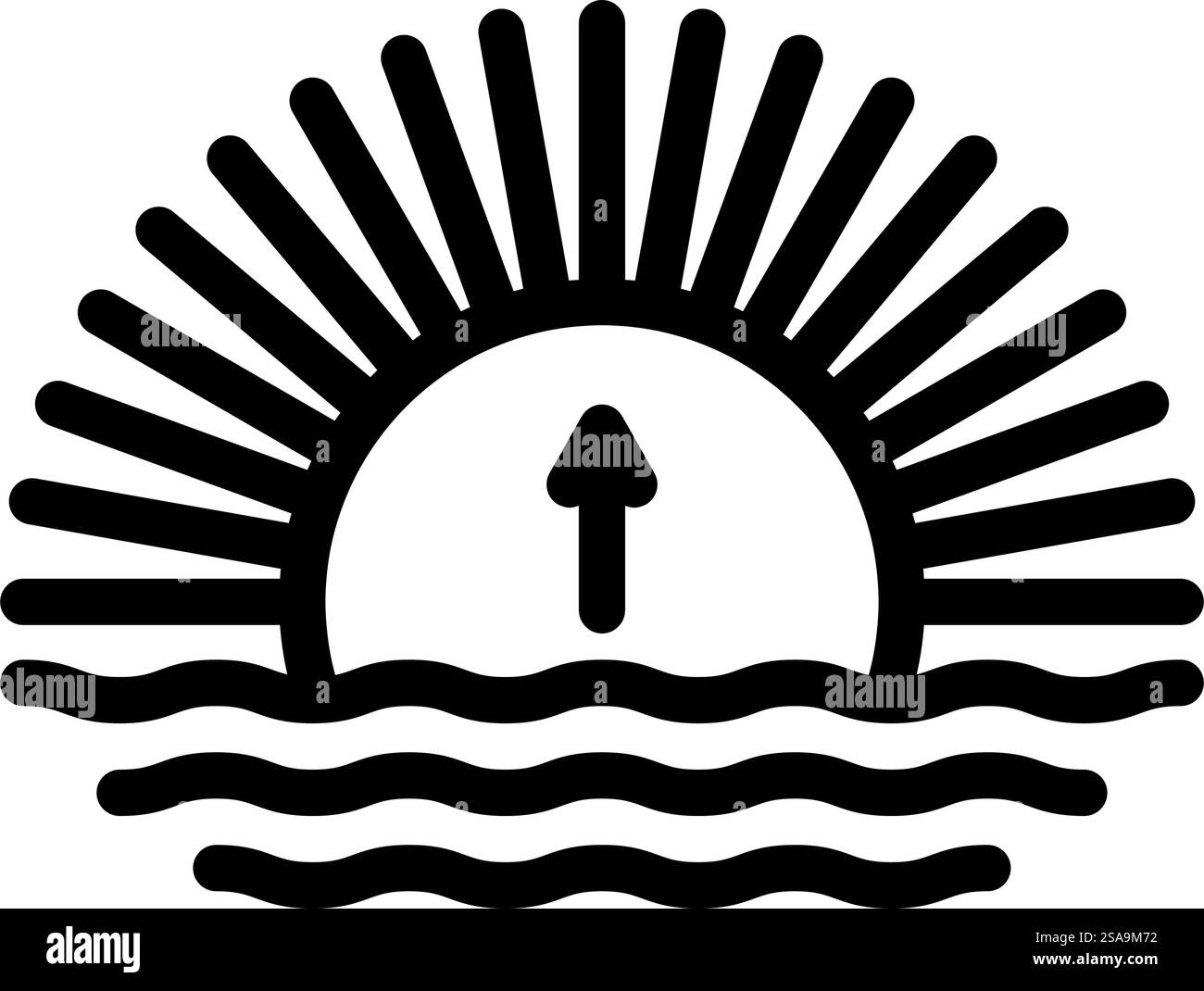 rising sun progress line icon vector. rising sun progress sign ...