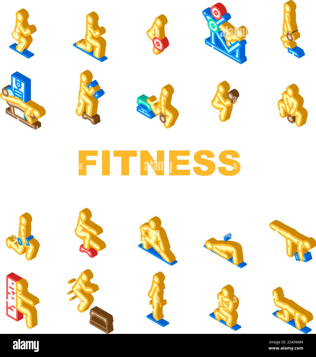 fitness exercises arm workout icons set vector. body sport, training ...