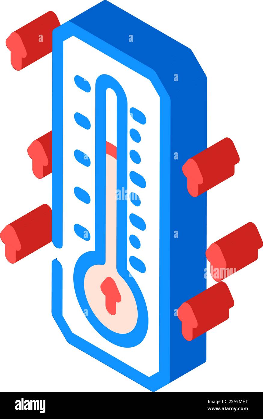 rising temperature gauge progress isometric icon vector. rising ...