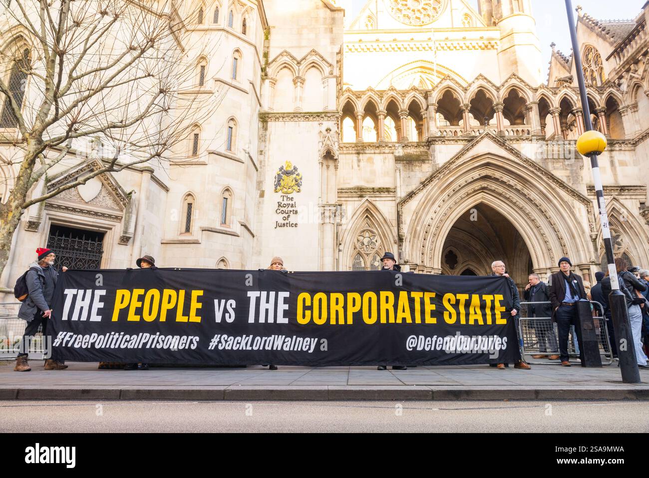London, UK. 29 JAN, 2025. "The People Vs the Coporate state" banner ...
