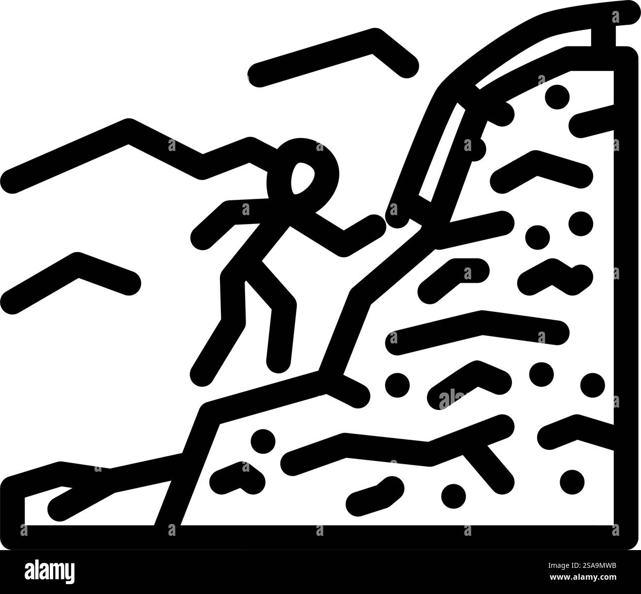 climbing mountain progress line icon vector. climbing mountain progress ...