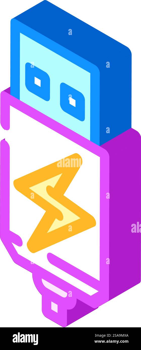 usb charging label product caution isometric icon vector. usb charging ...