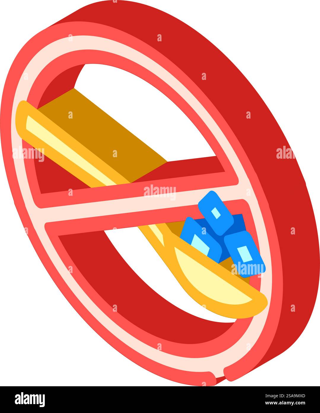 sugar free product label warning isometric icon vector. sugar free ...