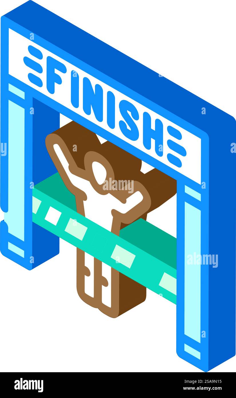 marathon finish line progress isometric icon vector. marathon finish ...