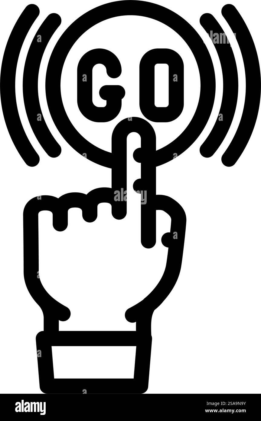 click and go app label product caution line icon vector. click and go ...