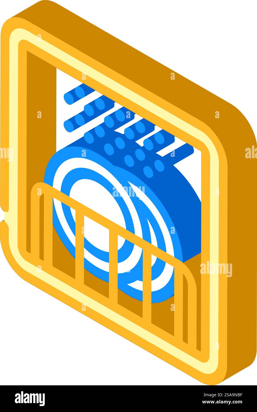 dishwasher safe product label warning isometric icon vector. dishwasher ...