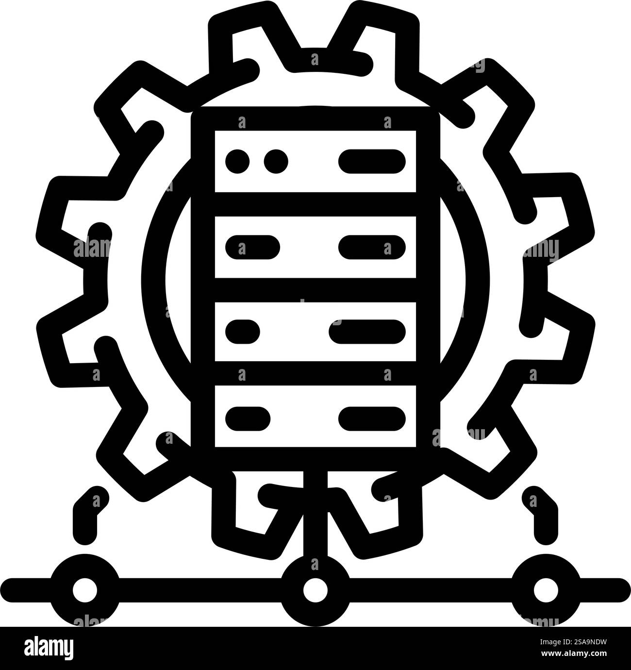 it infrastructure management business process line icon vector. it ...