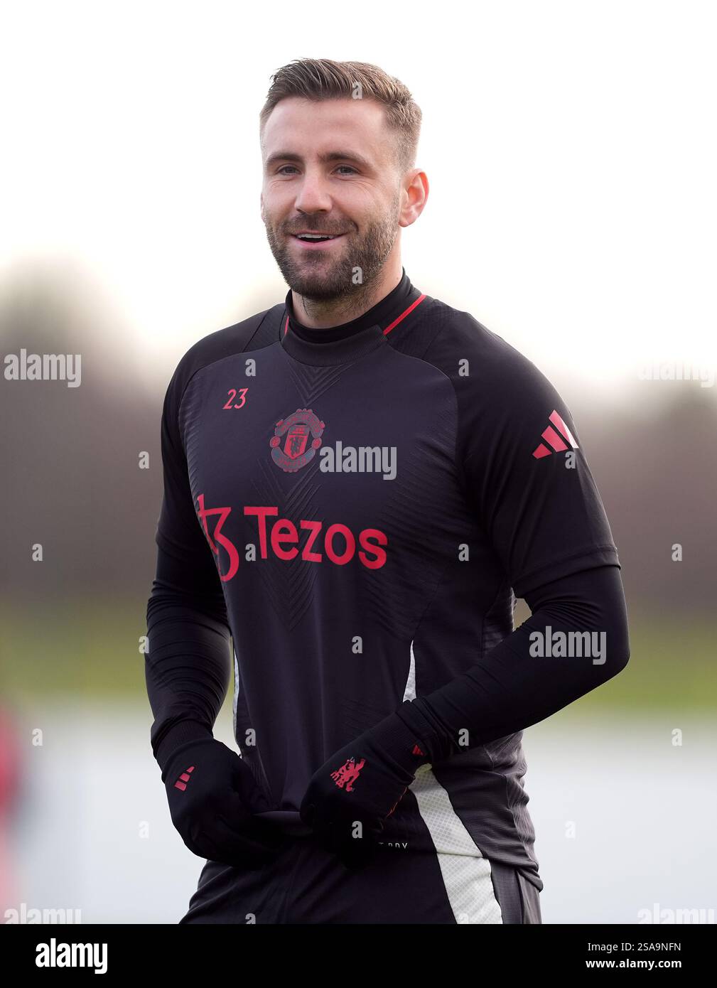 Manchester United's Luke Shaw during a training session at the Trafford ...