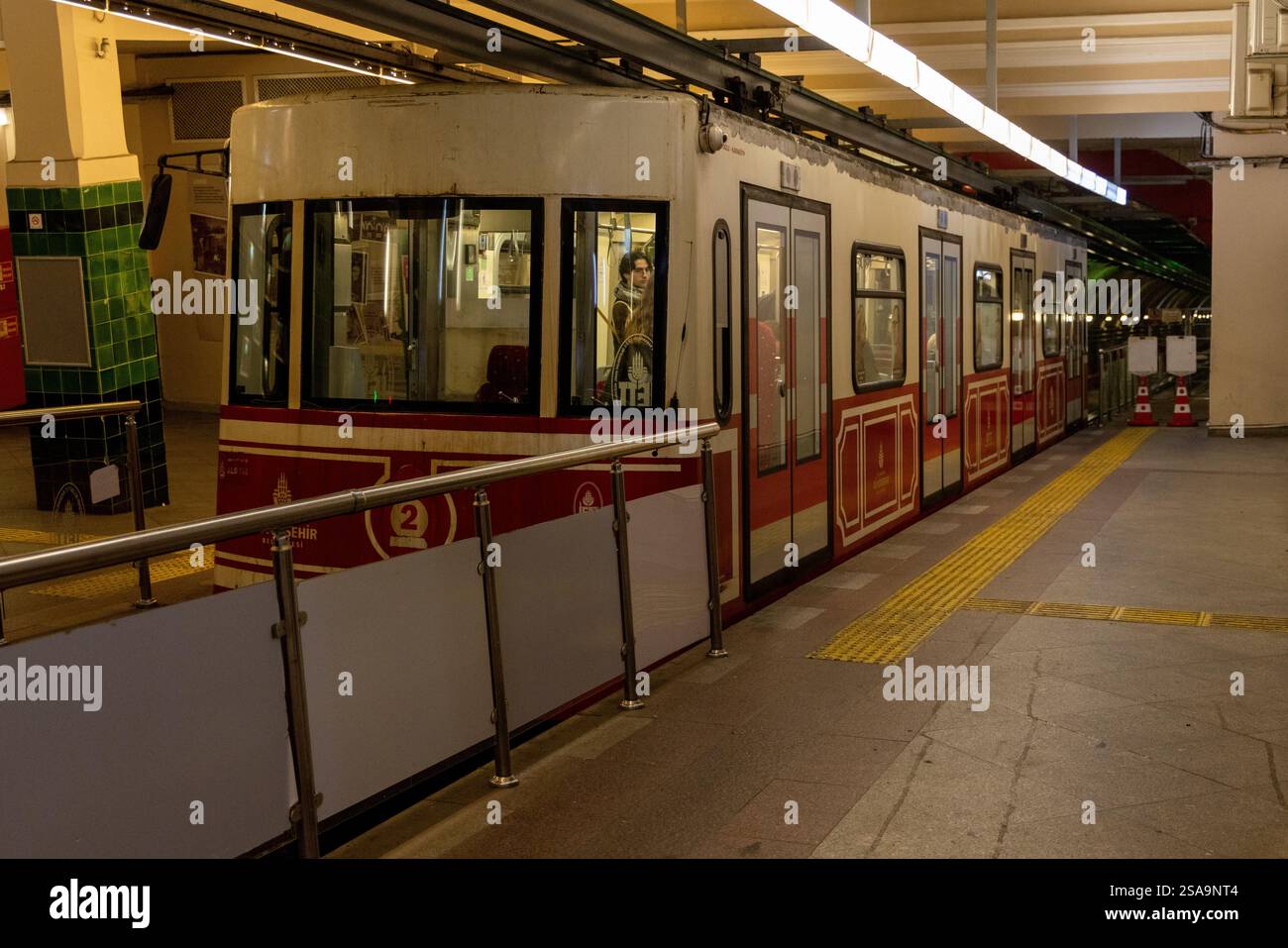 the historic Tünel funicular in Istanbul, Turkey, one of the world's ...
