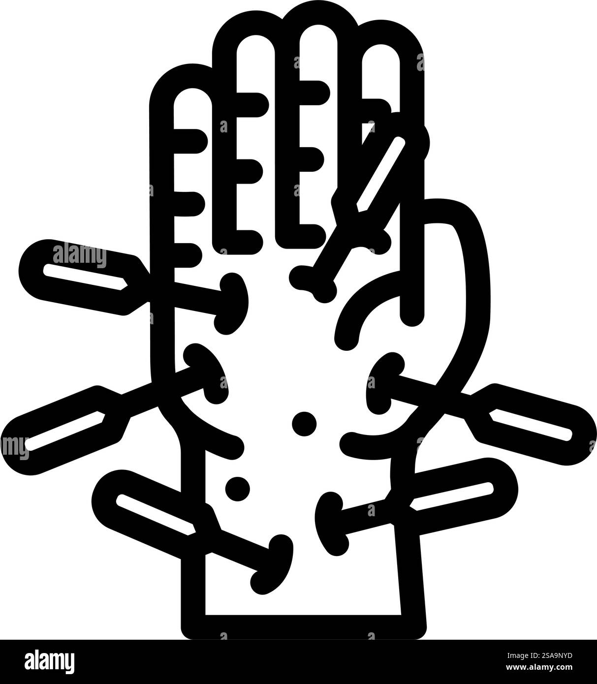 palm needles acupuncture line icon vector. palm needles acupuncture ...