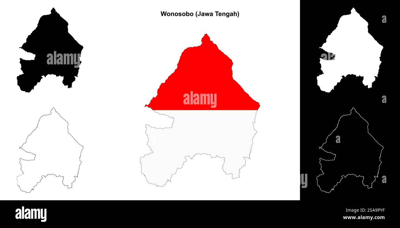 Wonosobo blank outline map set Stock Vector Image & Art - Alamy