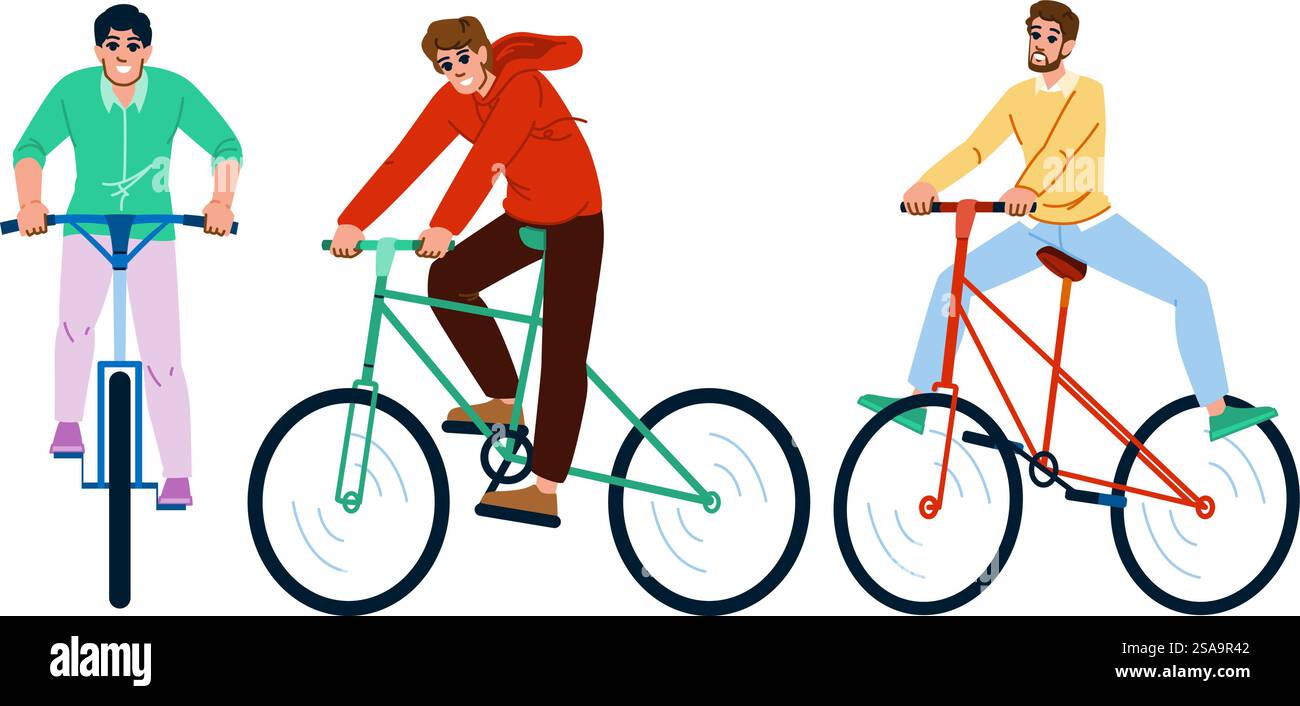 ride cycling man vector. cyclist person, cycle sport, biker male ride ...