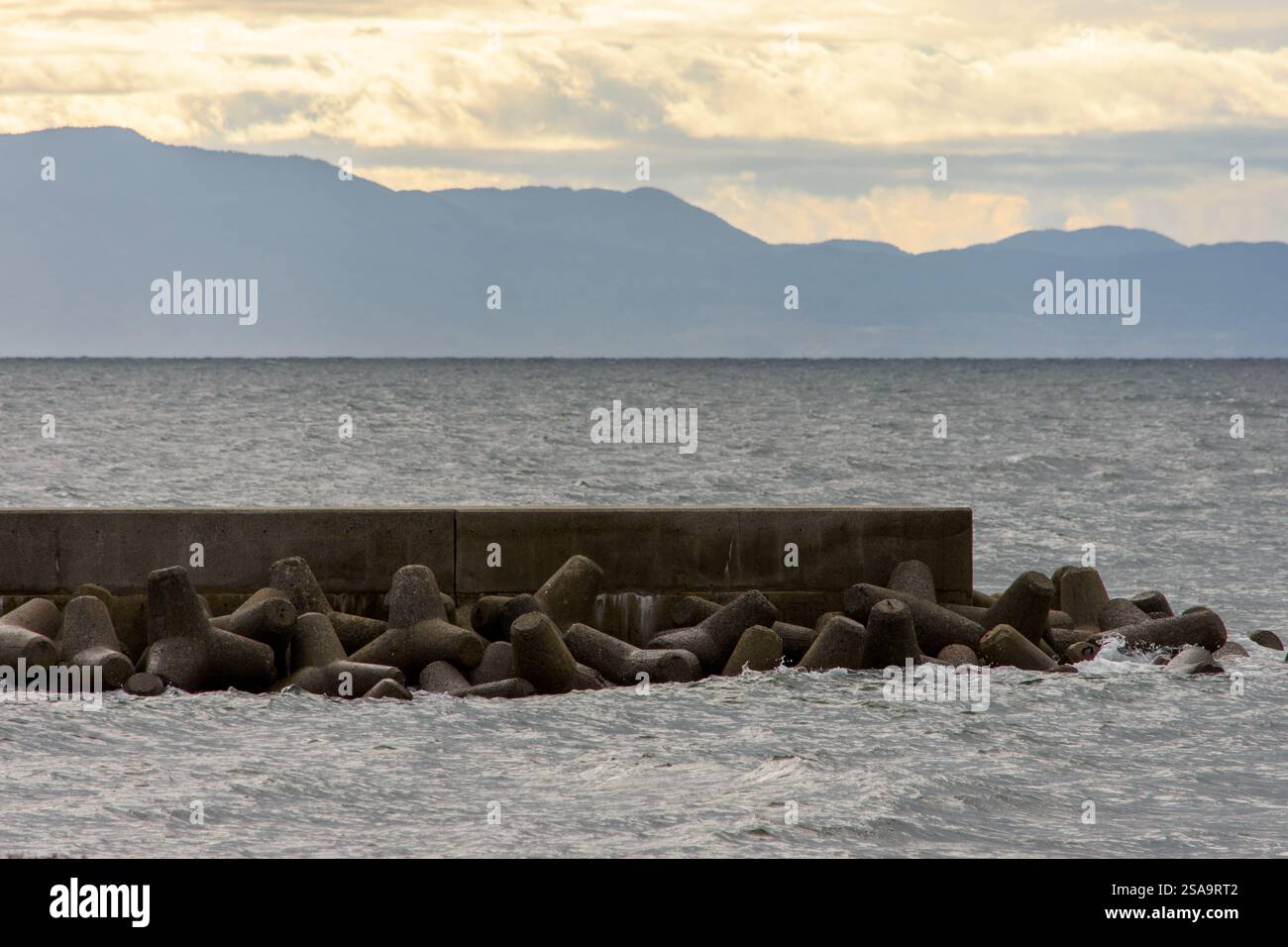 Protective concrete blocks in the Osaka Bay, protecting the shoreline ...