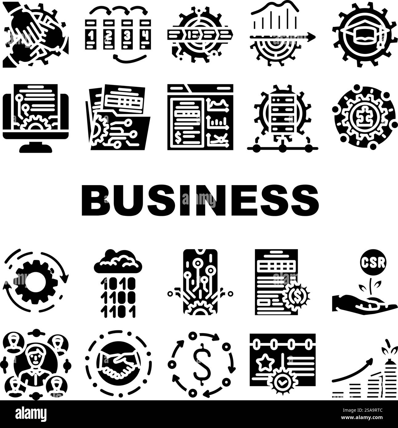 business process technology chart icons set vector. employee engagement ...