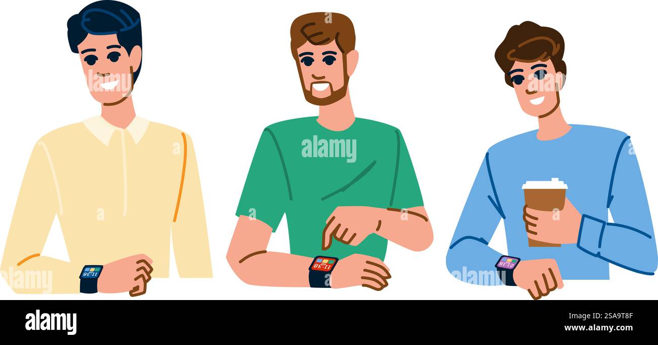 watch checking time man vector. hand clock, late business, business ...