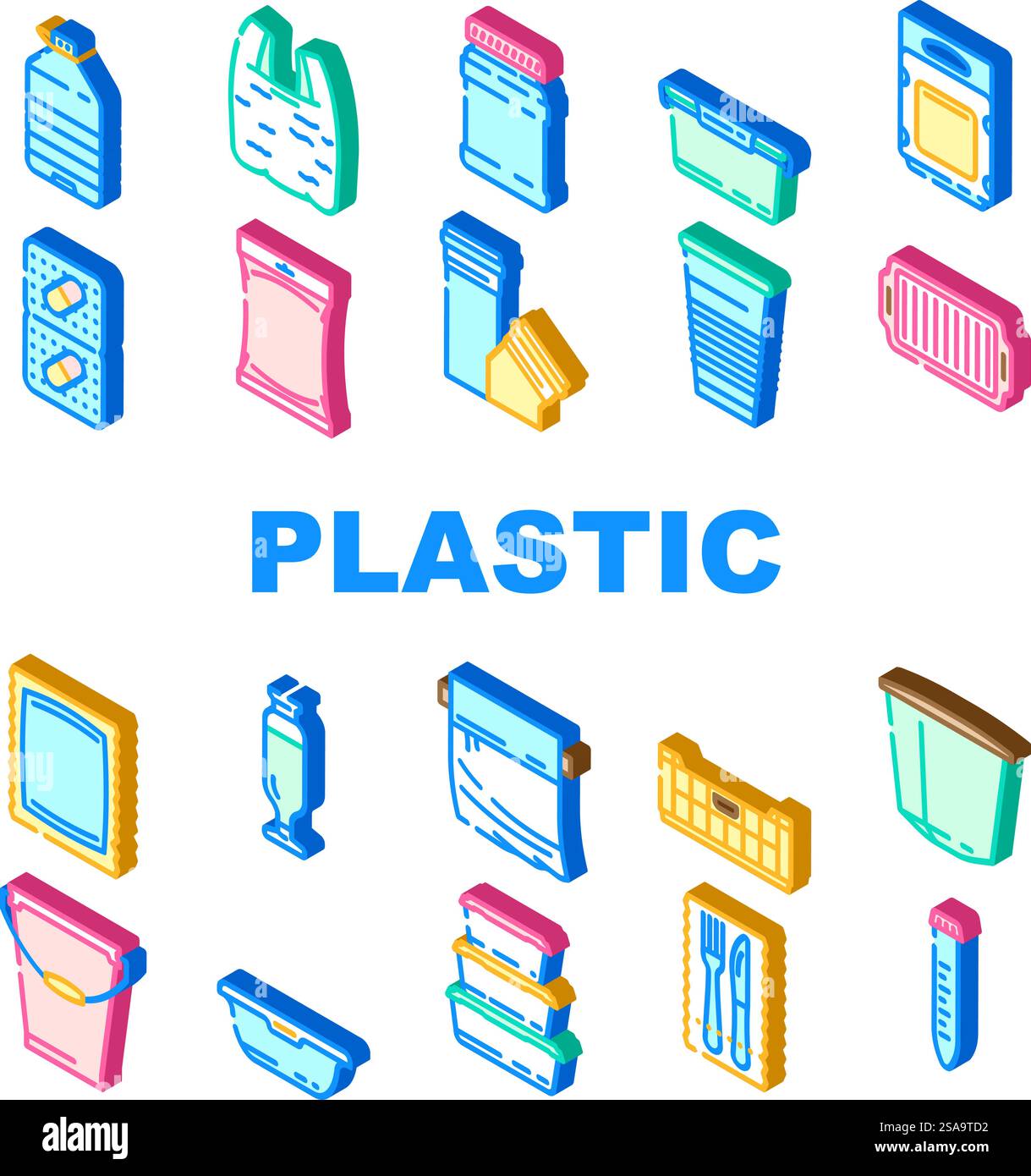 plastic packaging sustainability icons set vector. recycling ...