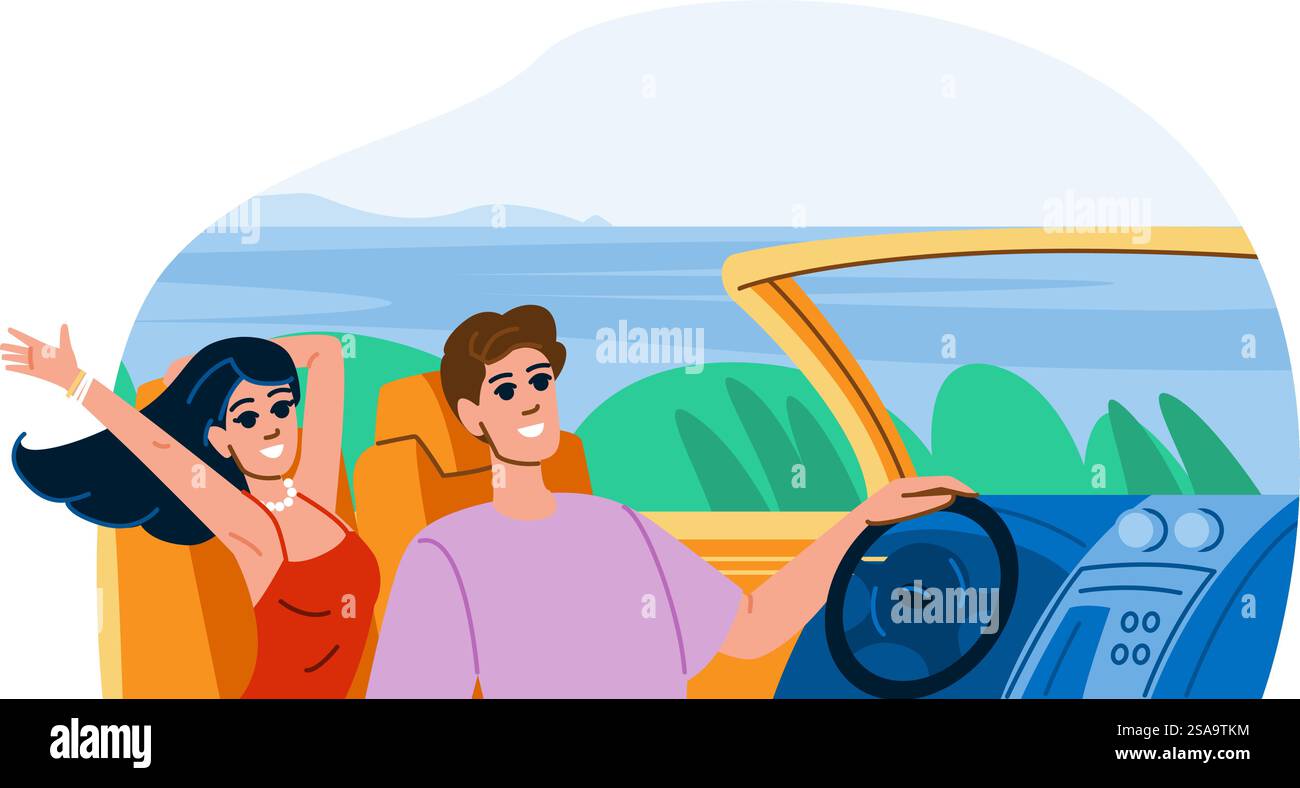 car scenic drives vector. drive travel, landscape nature, highway view ...