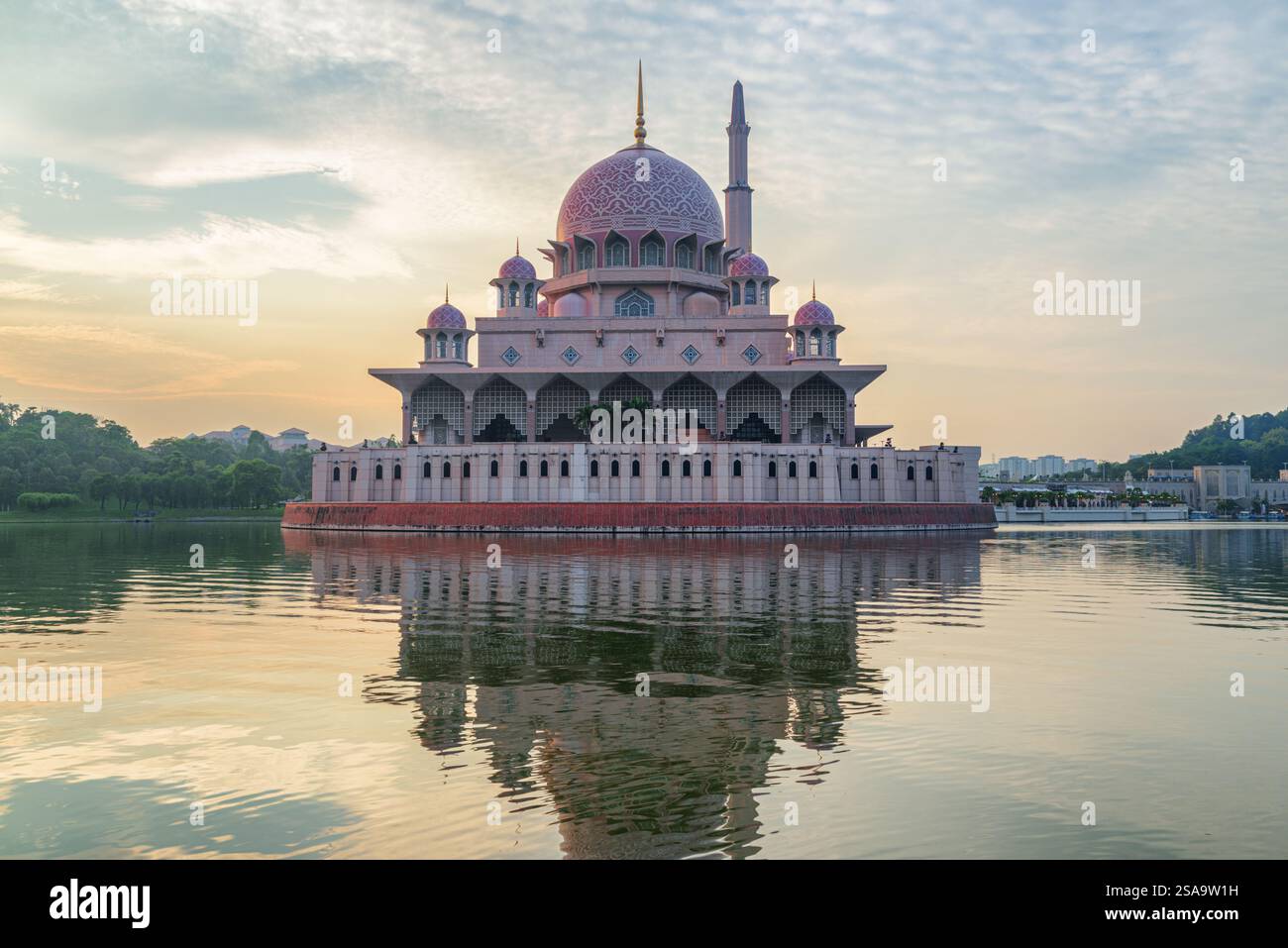Awesome view of the Putra Mosque at sunrise, Putrajaya, Malaysia Stock ...