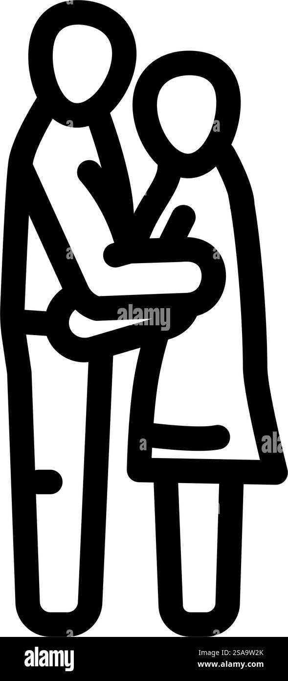 couple embracing love line icon vector. couple embracing love sign ...