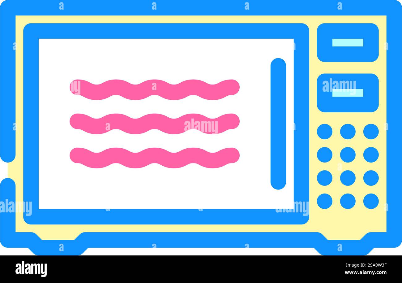 microwave safe label product caution color icon vector. microwave safe ...