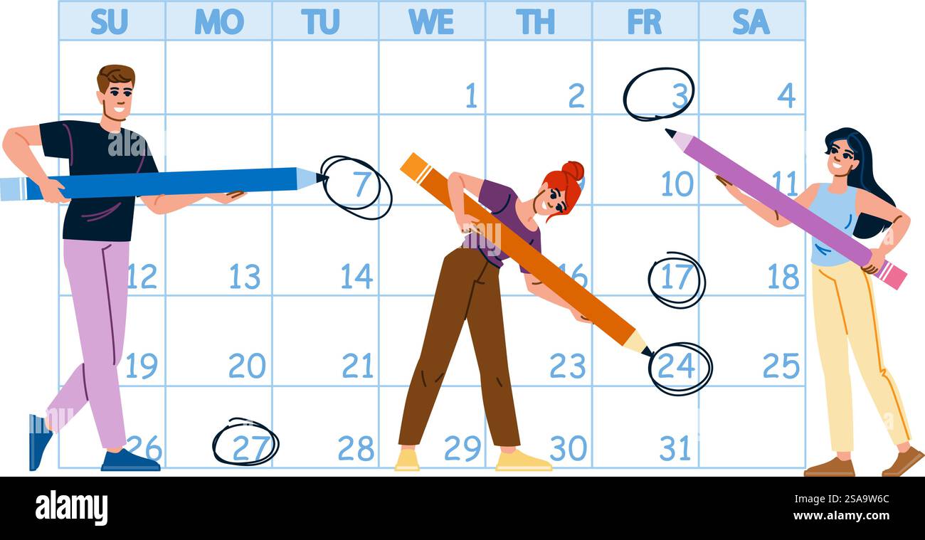 task digital calendar vector. person business, schedule time, busy ...
