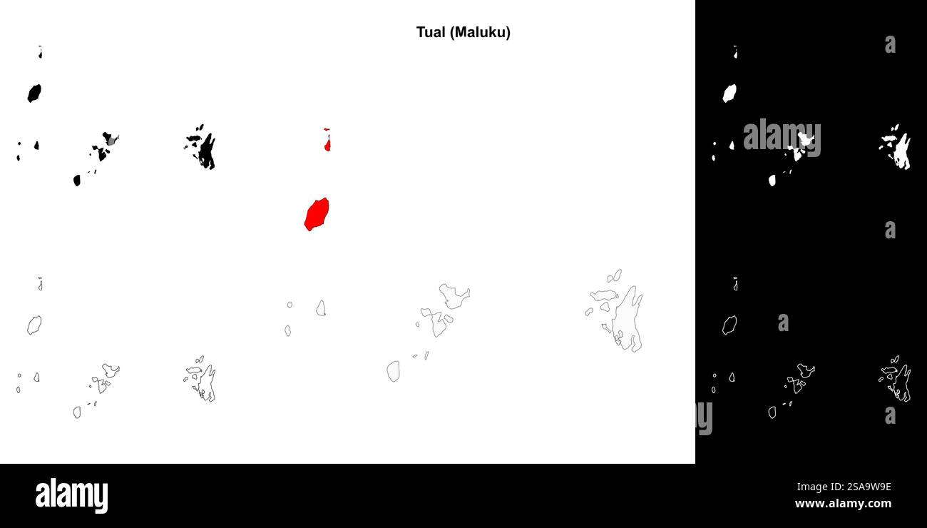 Tual vector outline map hi-res stock photography and images - Alamy