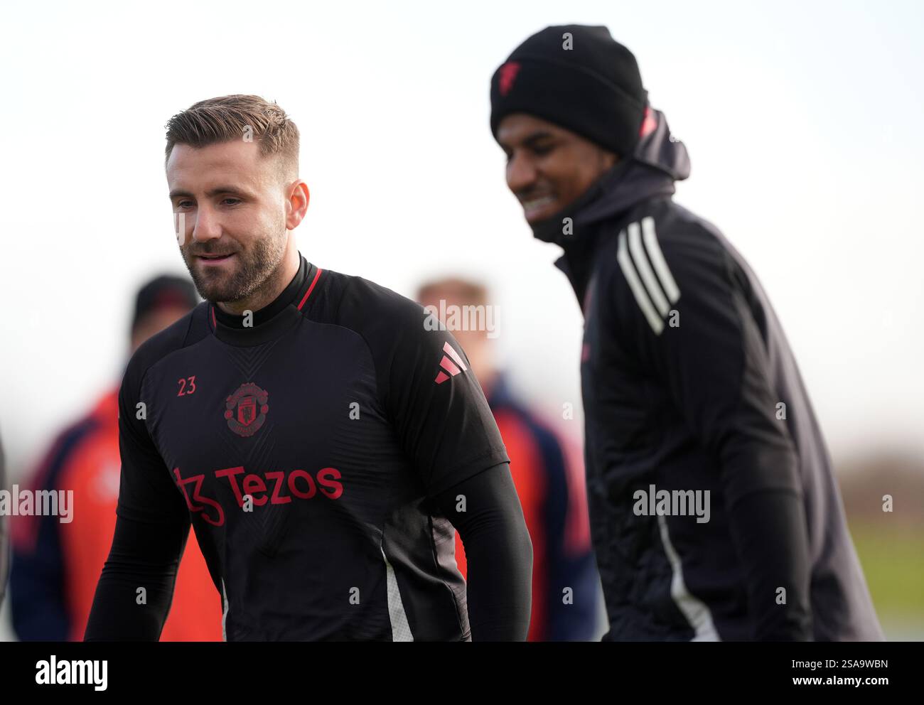 Manchester United's Luke Shaw during a training session at the Trafford ...