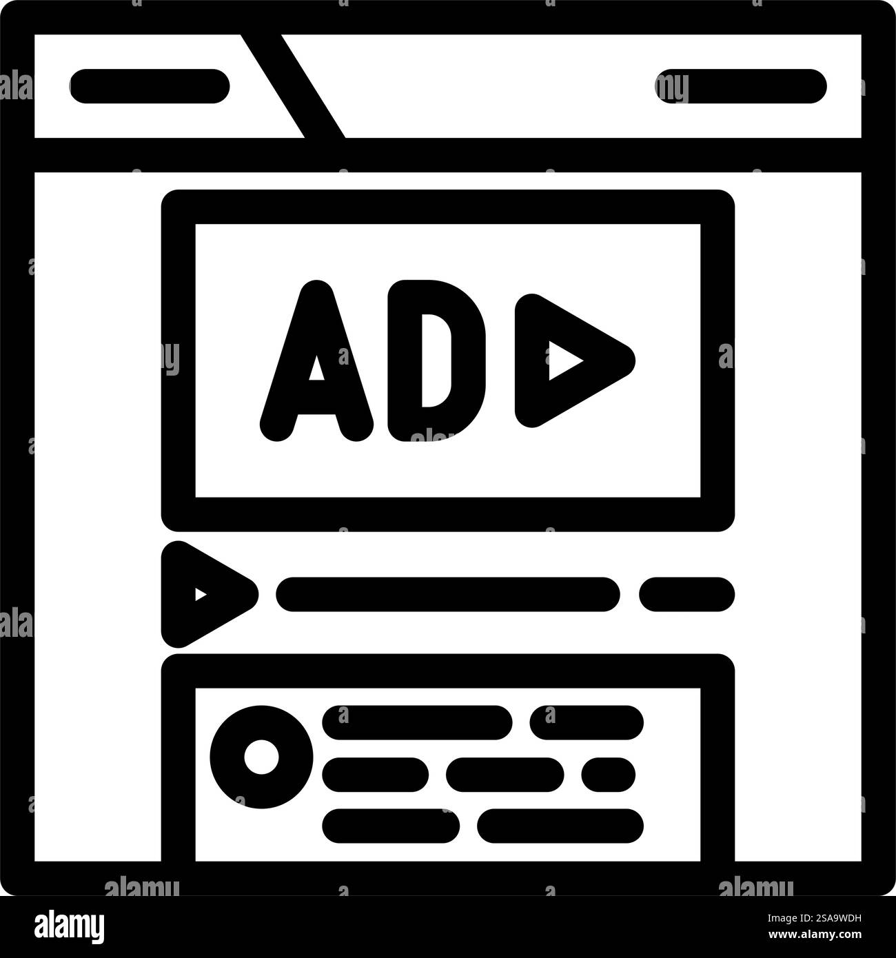 sponsored content line icon vector. sponsored content sign. isolated ...