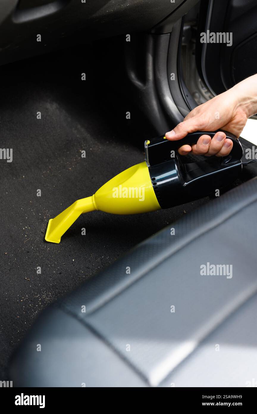 Concept of professional cleaning of car interior from dirt and dust ...