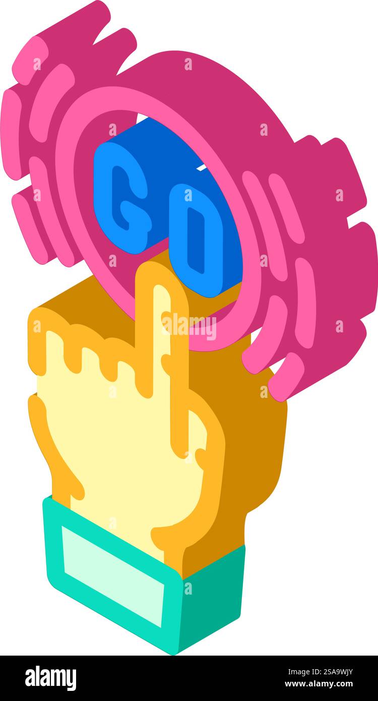 click and go app label product caution isometric icon vector. click and ...