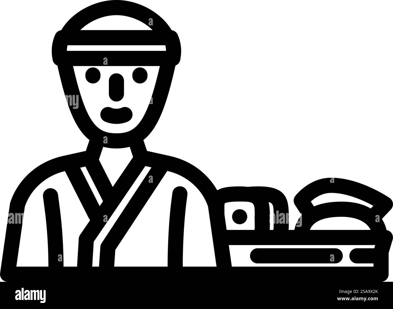 sushi chef restaurant line icon vector. sushi chef restaurant sign ...